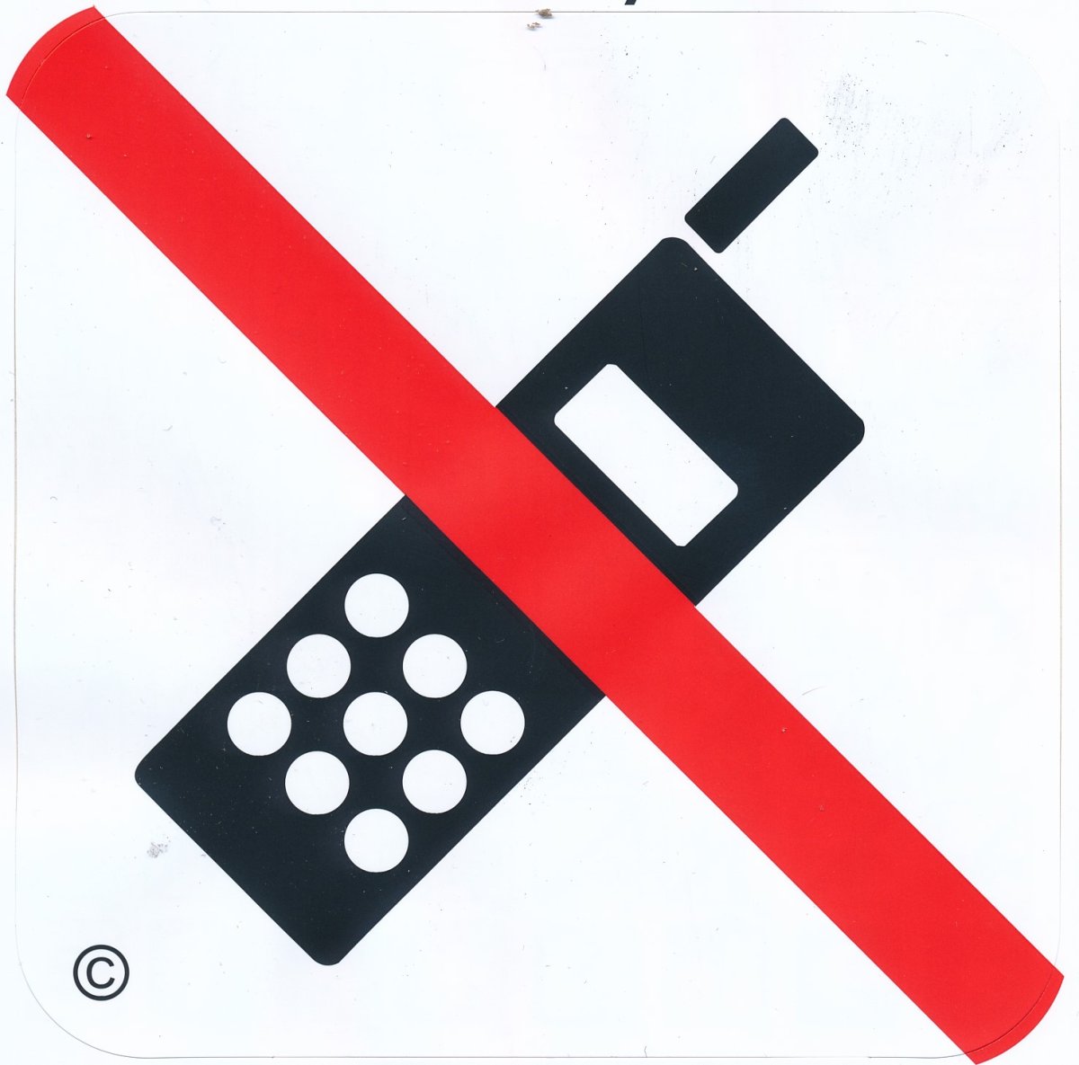 Mobiltelefon forbudt - D-sign maxiskilte 120x120 mm - Bundtrade.dk